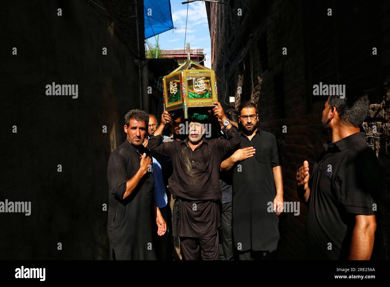 Srinagar Kashmir, India. 24th July, 2023. Kashmiri Shiite Muslims take part in a Muharram ...