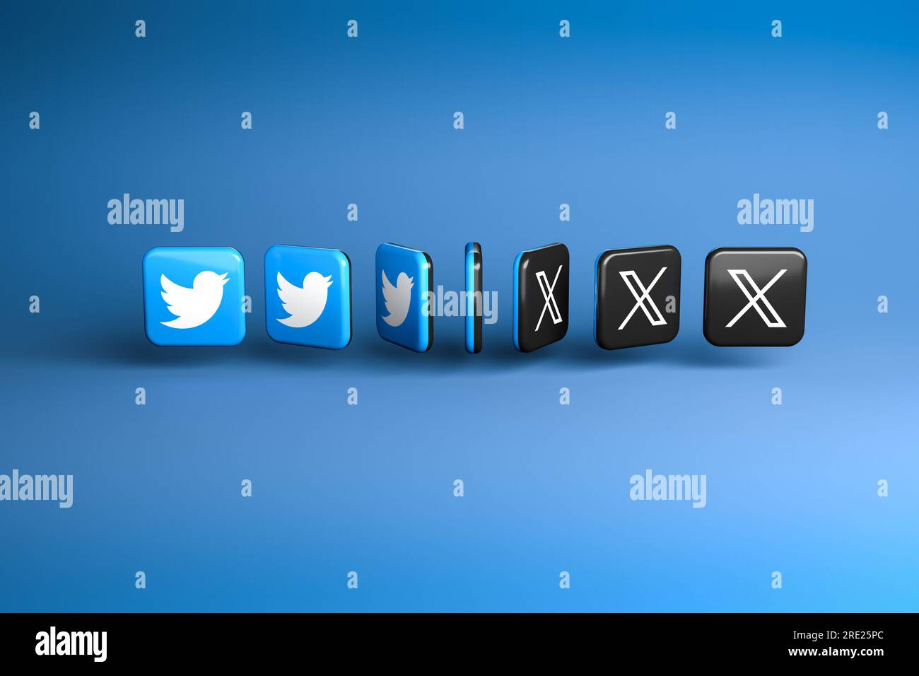 Twitter has been renamed to X by X Corp. The logo of Twitter being ...