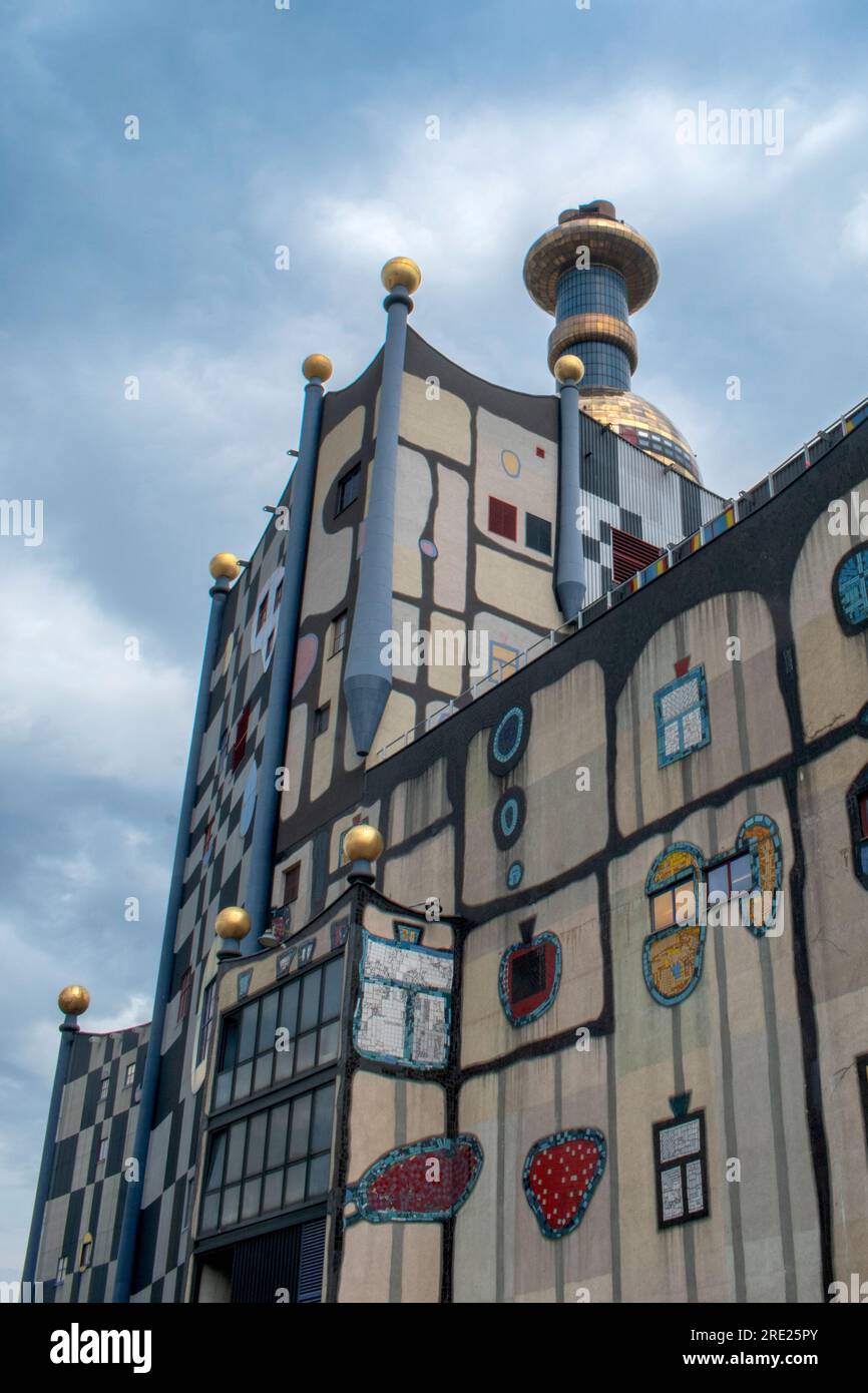 Vienna, Austria, 17 july 2023. The spittelau waste incineration factory ...