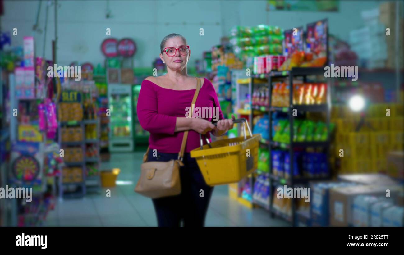 Female Shopper Coping with Economic Difficulties in Supermarket ...