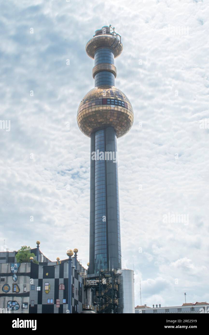 Vienna, Austria, 13 july 2023. The spittelau waste incineration factory ...