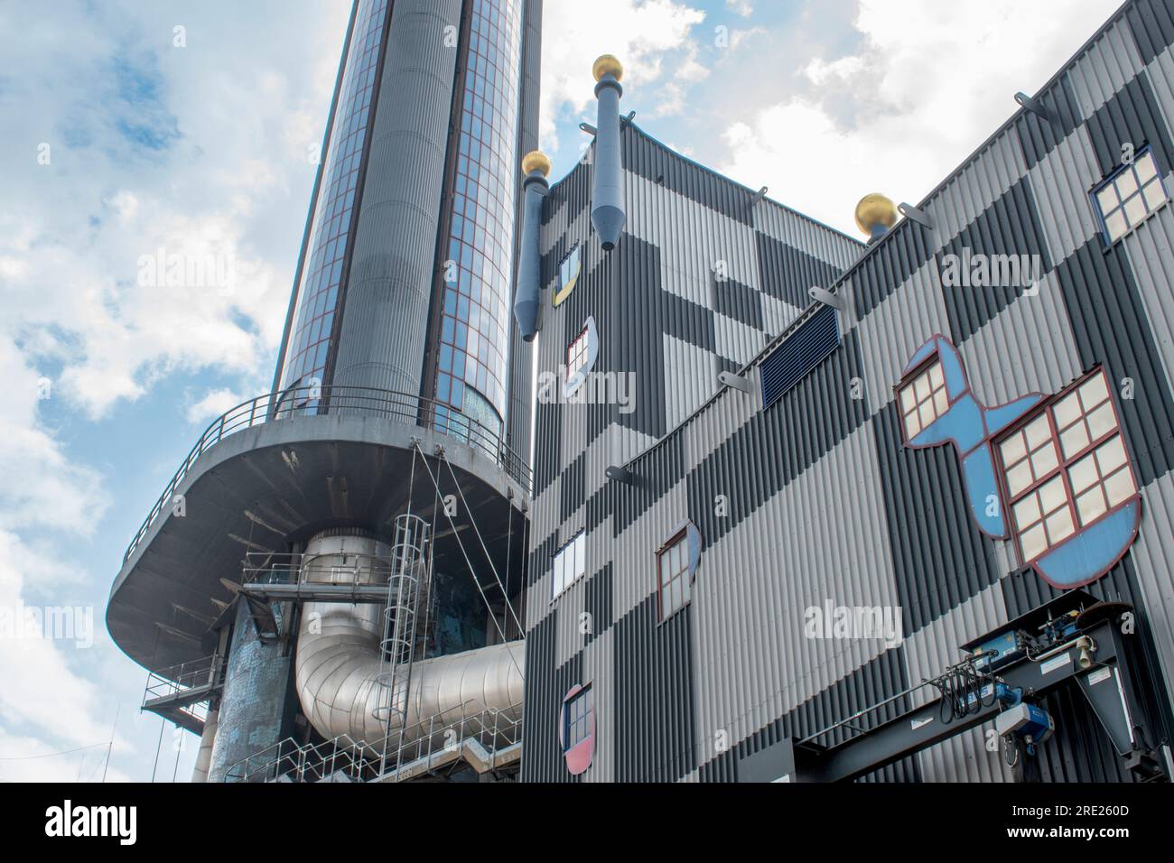 Vienna, Austria, 17 july 2023. The spittelau waste incineration factory ...