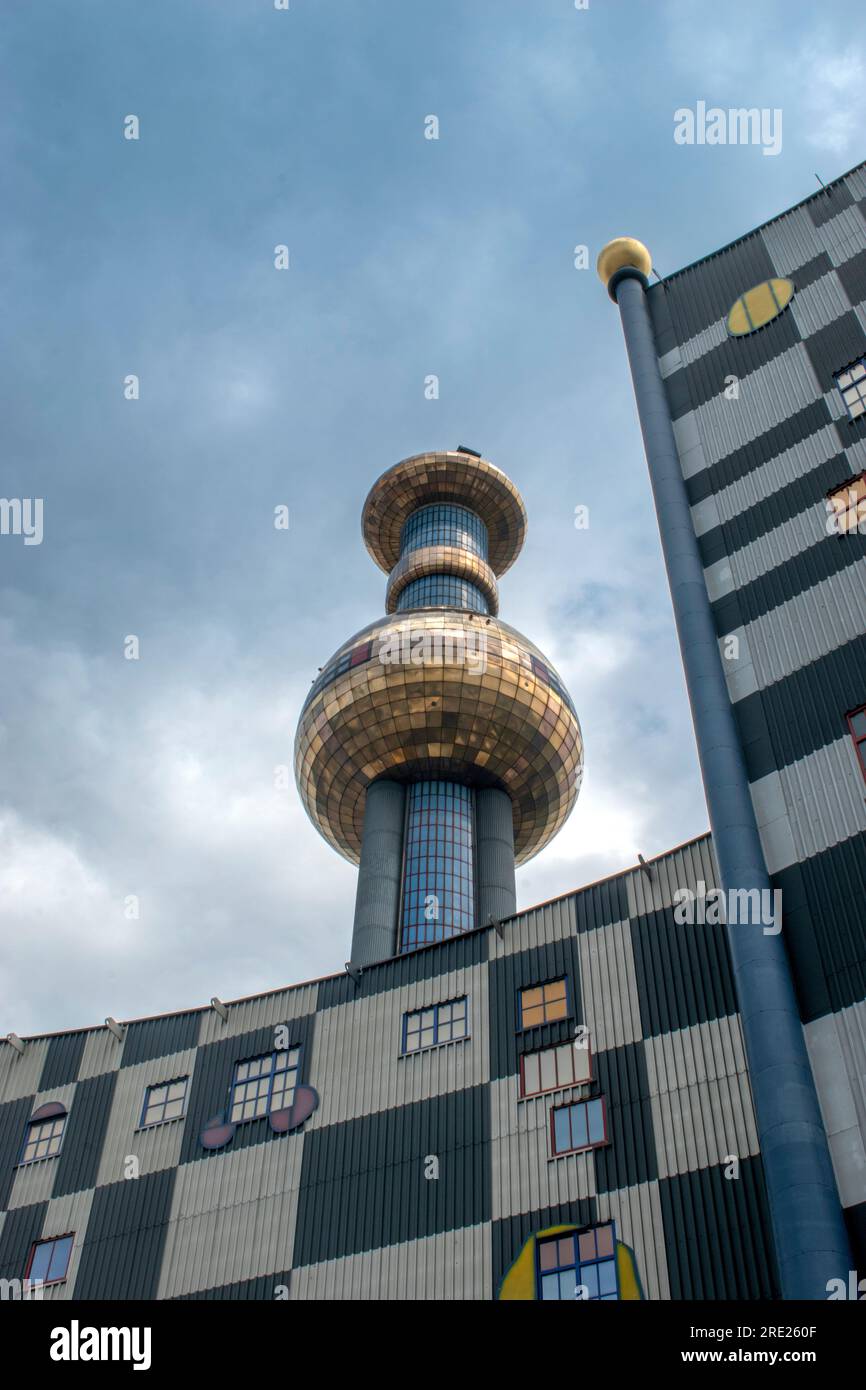 Vienna, Austria, 17 july 2023. The spittelau waste incineration factory ...