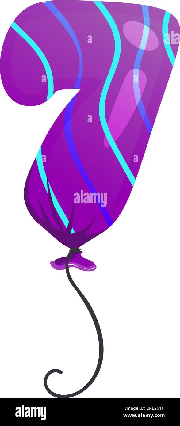 Purple striped balloon in shape of number seven vector Stock Vector ...