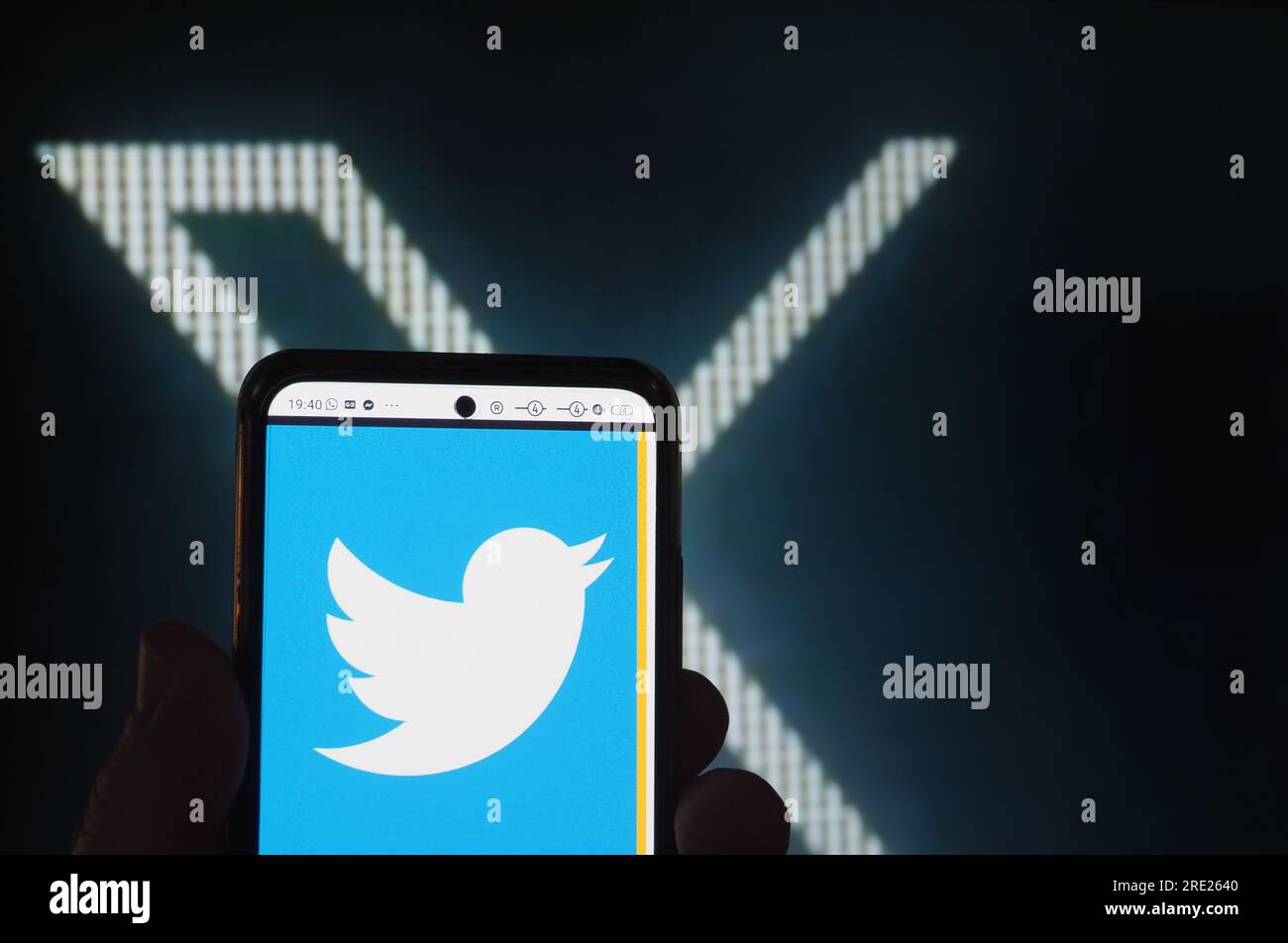 New and old logo of Twitter on smartphone and computer monitor Stock ...