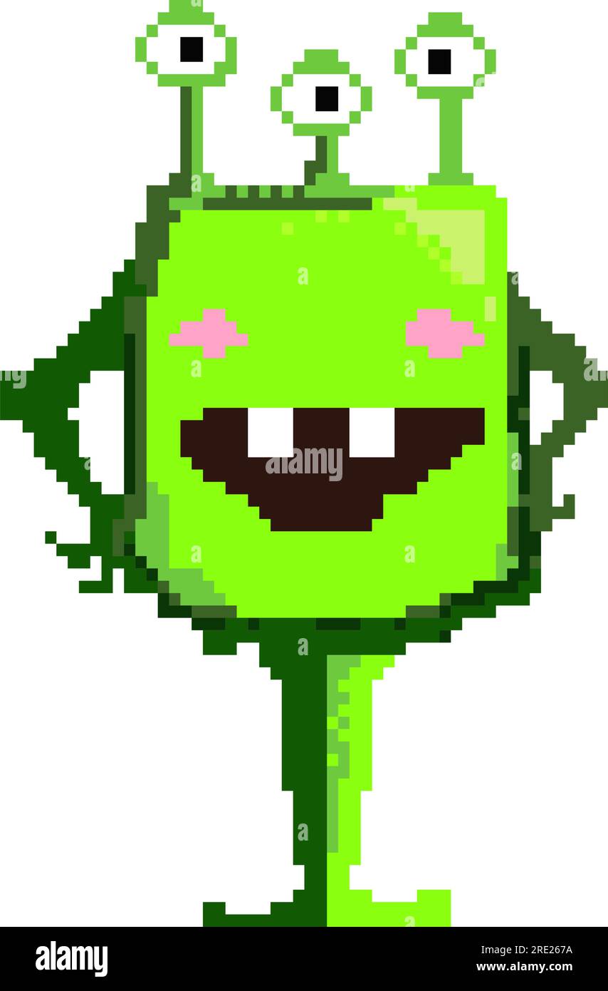 Confident smiling pixel alien Stock Vector Image & Art - Alamy