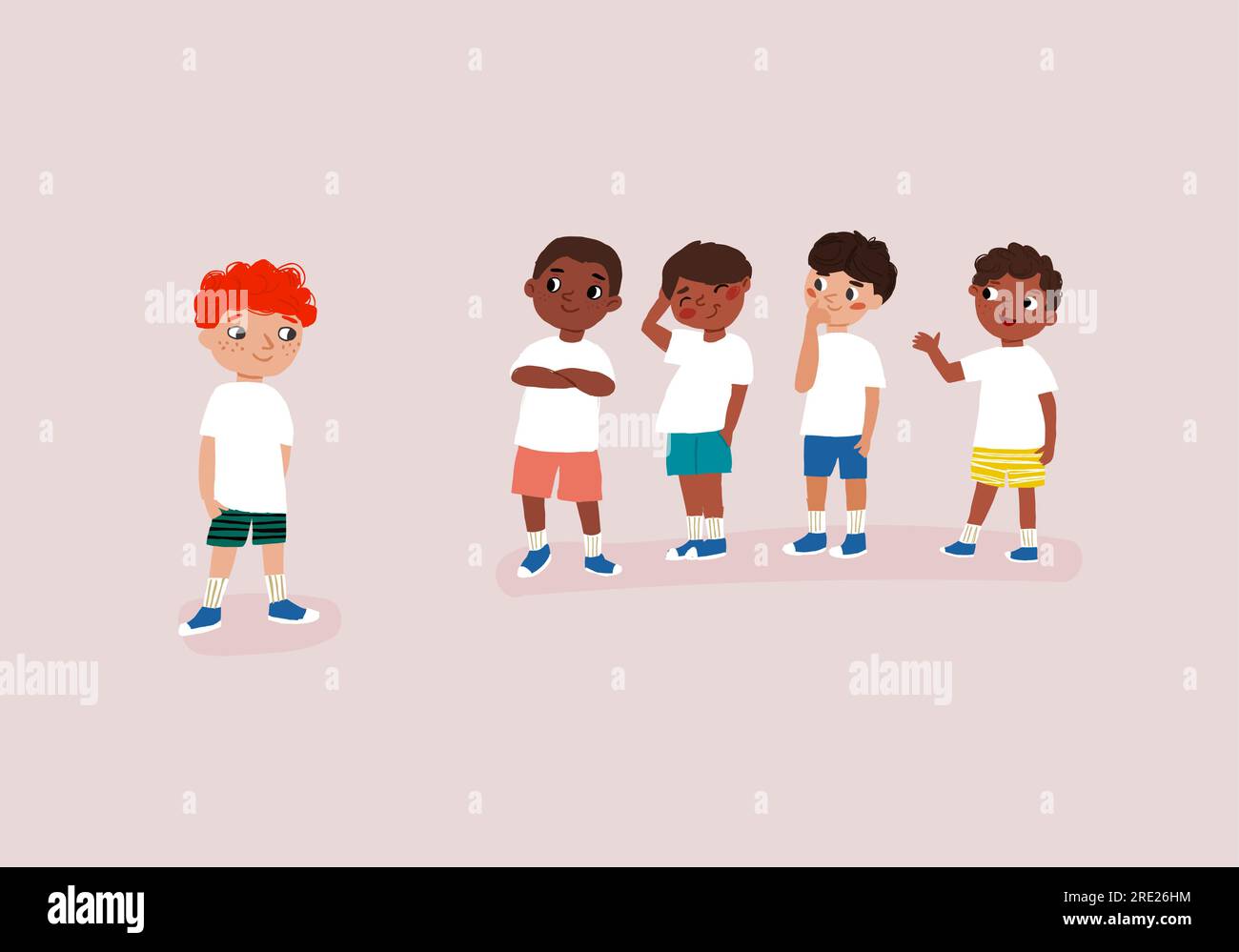 Illustration Featuring a Group of Boys and girls, school pupils in ...