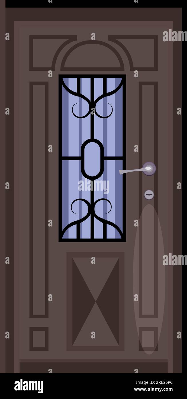 Grey facade door with lattice window Stock Vector Image & Art - Alamy