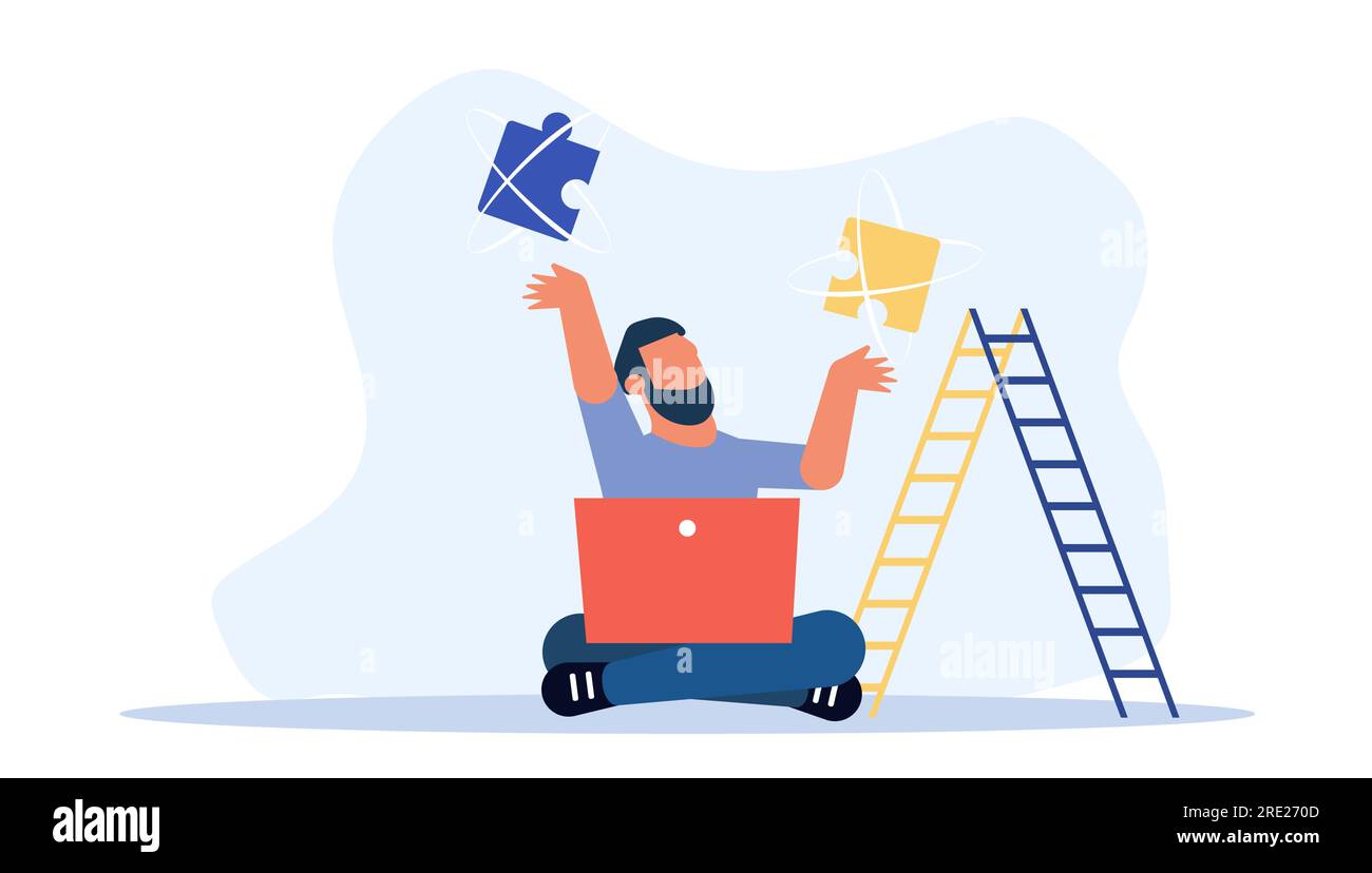 Partnership puzzle vector person business illustration teamwork concept ...