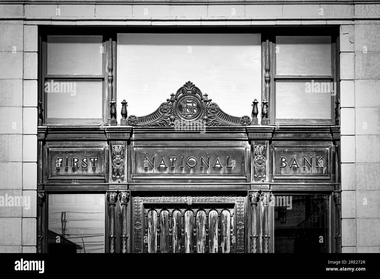 The entrance to the old bank, long gone for decades, in Manitowoc ...