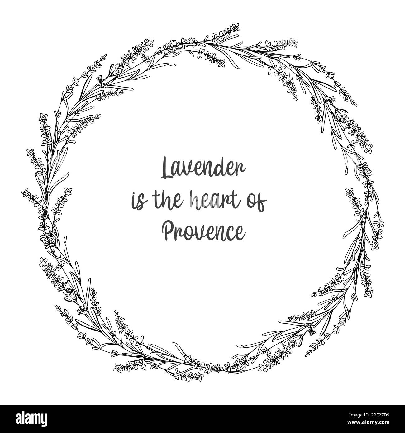 Lavender wreath with leaves and flowers. Vector vintage flower ...