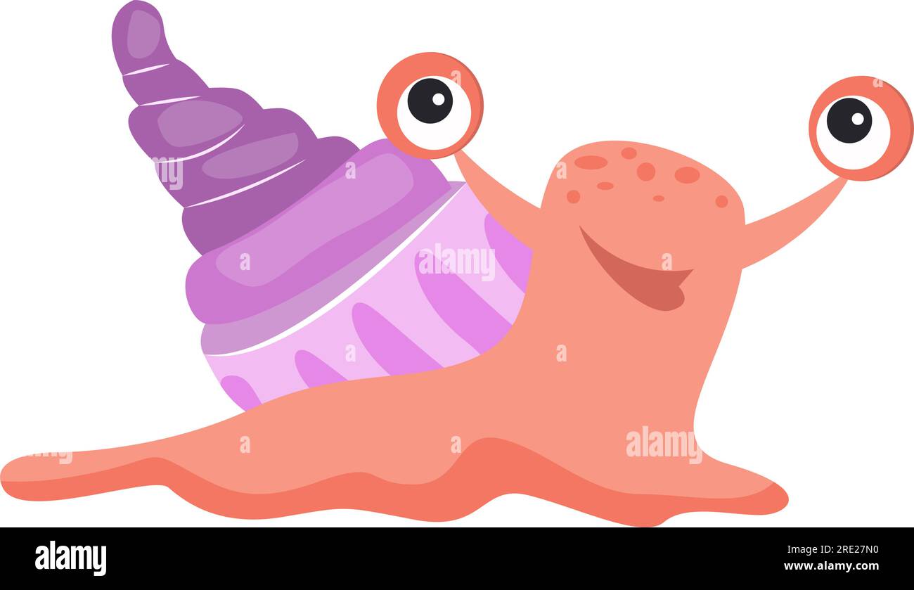 Cute pink slug with purple cochlea flat icon Stock Vector Image & Art ...