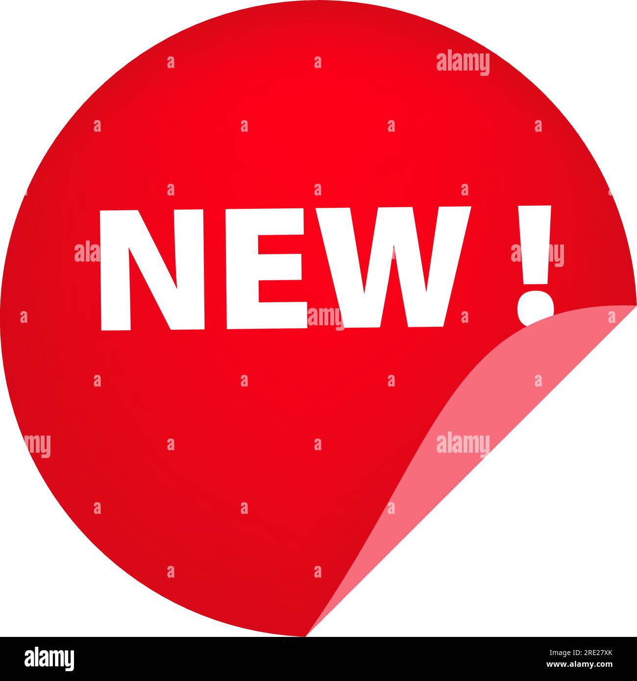 Red round New tag with unstuck corner on white background Stock Vector ...