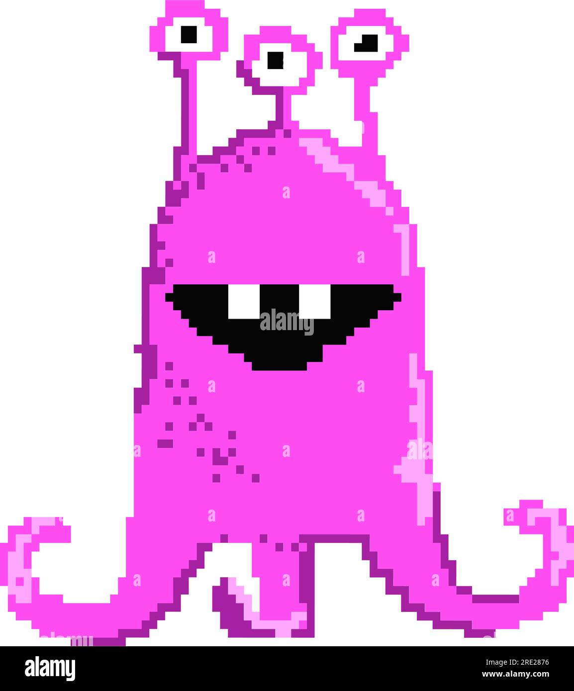 Smiling pixel magenta monster Stock Vector Image & Art - Alamy