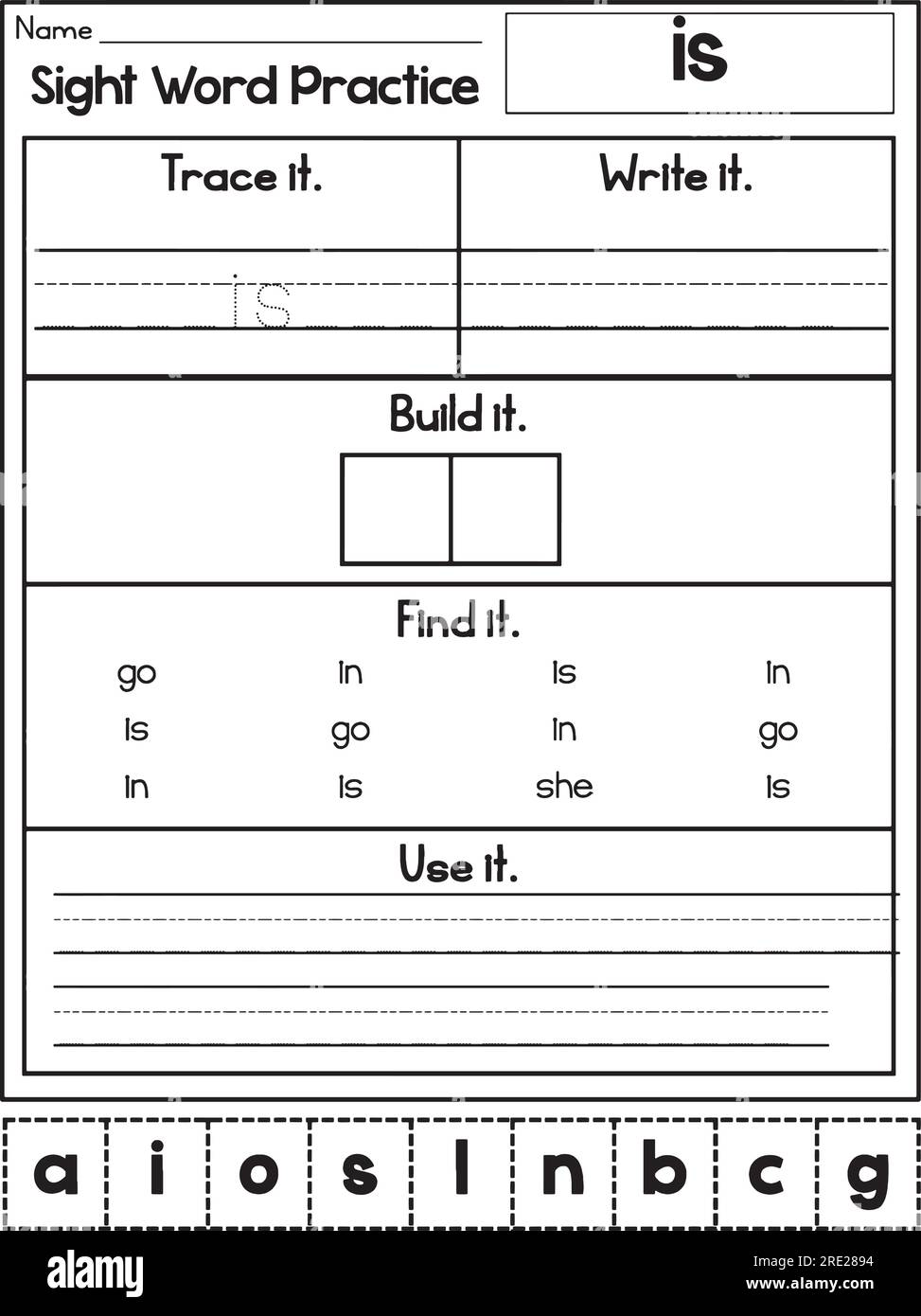 Sight Word Practice Trace it. Write it. Build it. Find it. Use it Stock ...