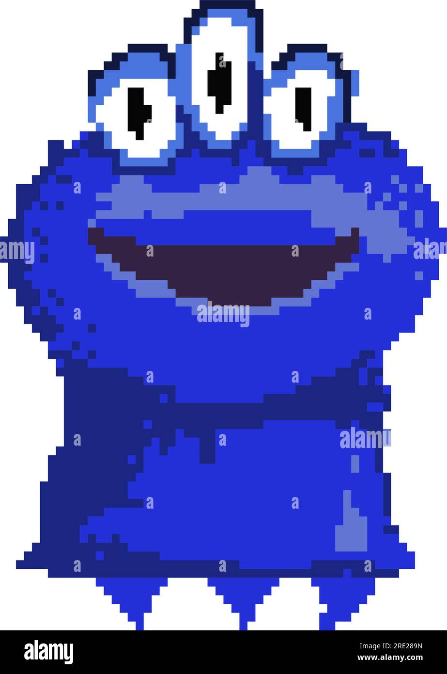 Happy pixel blue monster Stock Vector Image & Art - Alamy