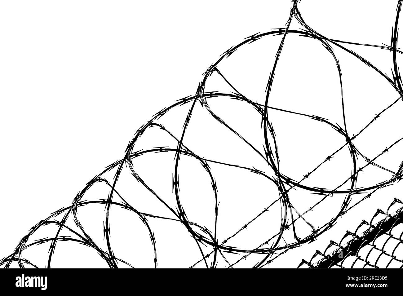 Razor wire over chain linked fence vector illustration Stock Vector ...