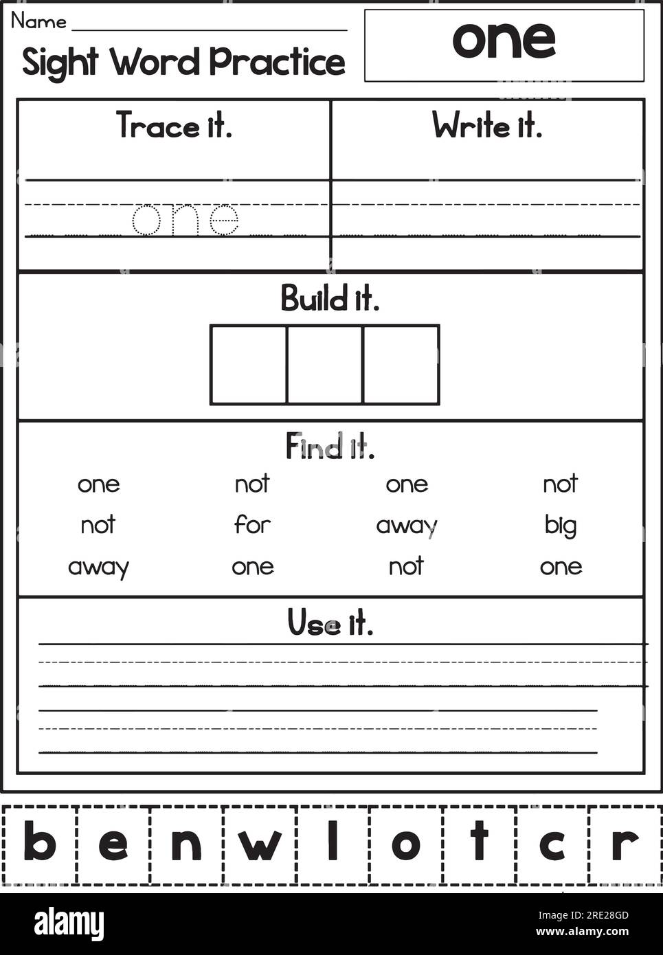 Alphabet tracing worksheet Black and White Stock Photos & Images - Alamy