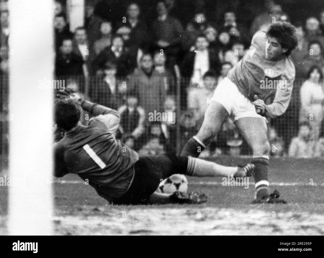 BLACKBURN GOALKEEPER TERRY GENNOE SAVES WITH HIS FEET FRPOM POMPEY'S ...