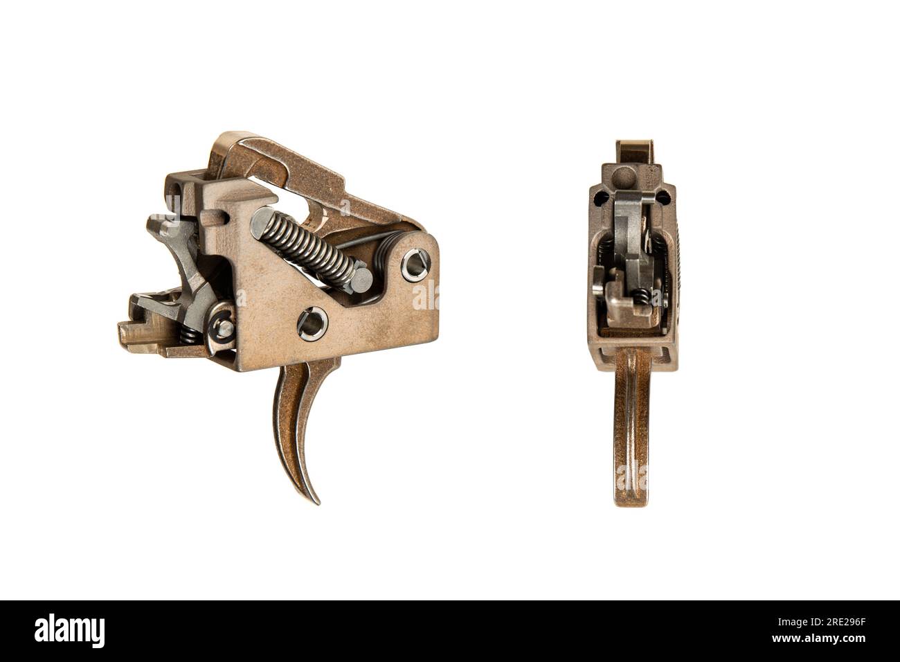 Shock trigger for gun isolate on white background. Gun trigger. Repair ...