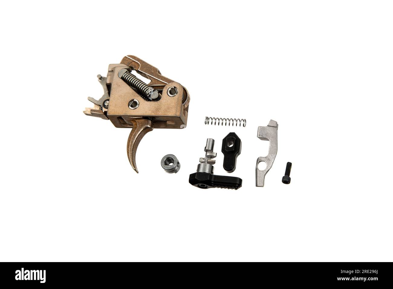 Shock trigger for gun isolate on white background. Gun trigger. Repair ...