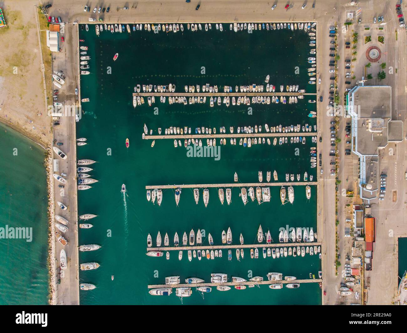 Aerial view of marina in Bar in Montenegro. Harbor for yacht and port ...