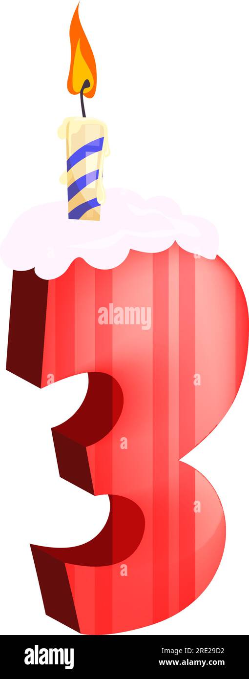 Number three candle illustration Stock Vector Image & Art - Alamy