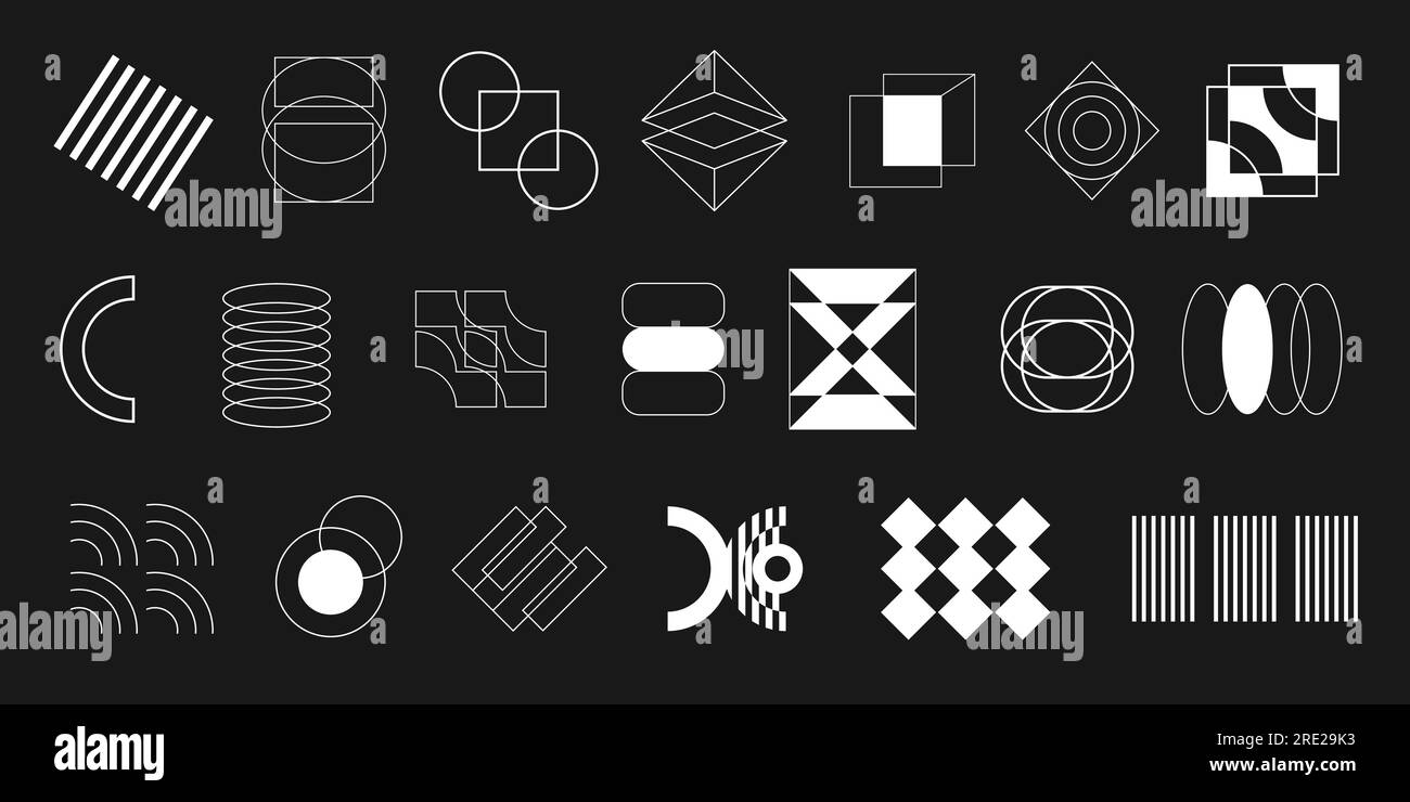 Retro Bauhaus abstract geometric shapes collection Stock Vector Image ...