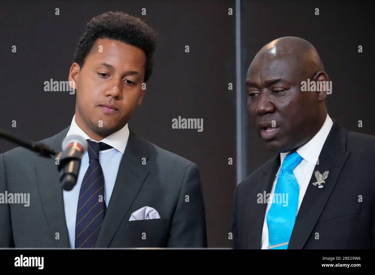 Former Northwestern quarterback Lloyd Yates, left, listens to attorney ...