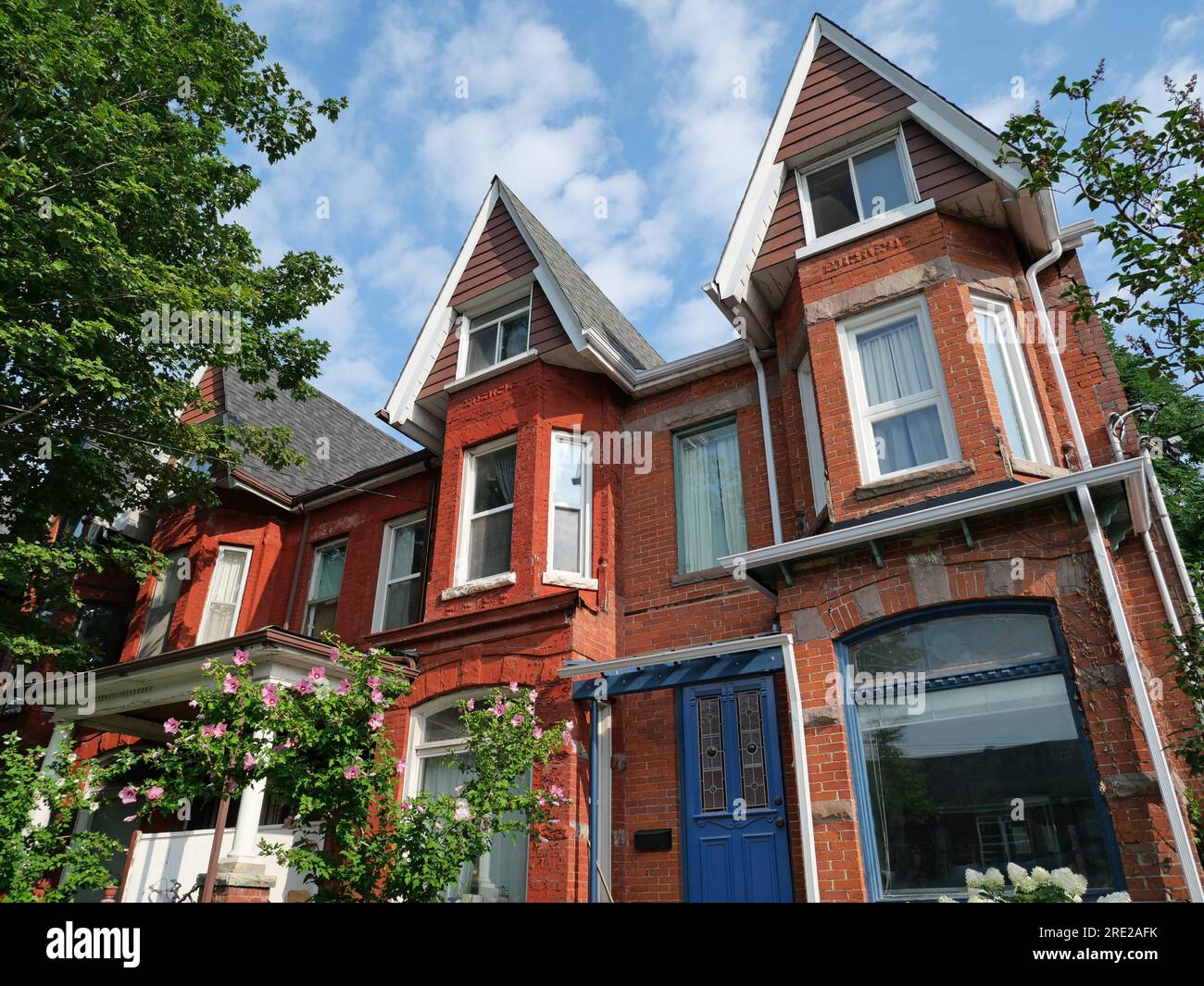Old Victorian style narrow row houses with gables Stock Photo - Alamy