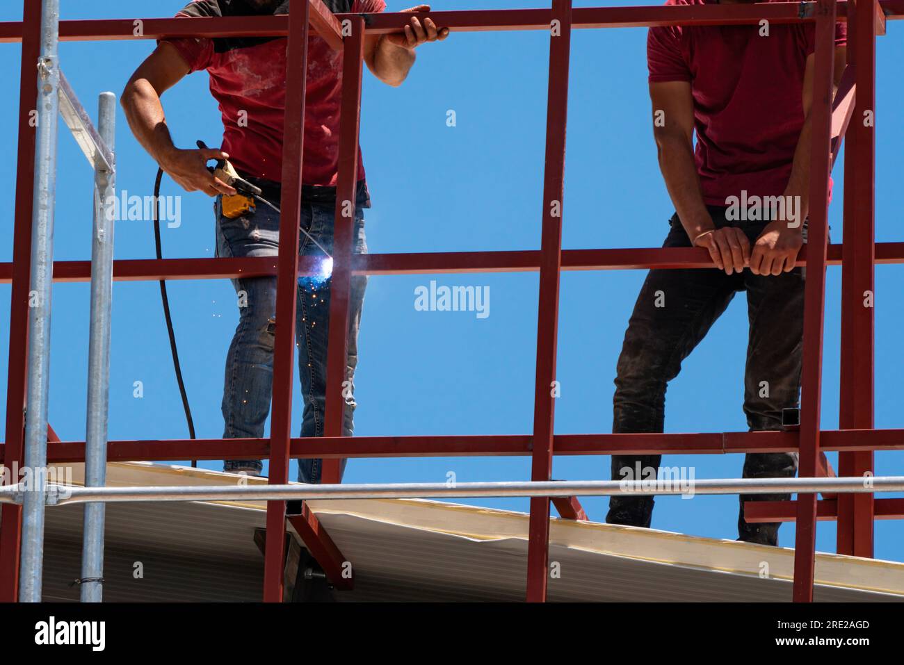 Welding craftsmen in steel construction manufacturing in Turkey Stock ...