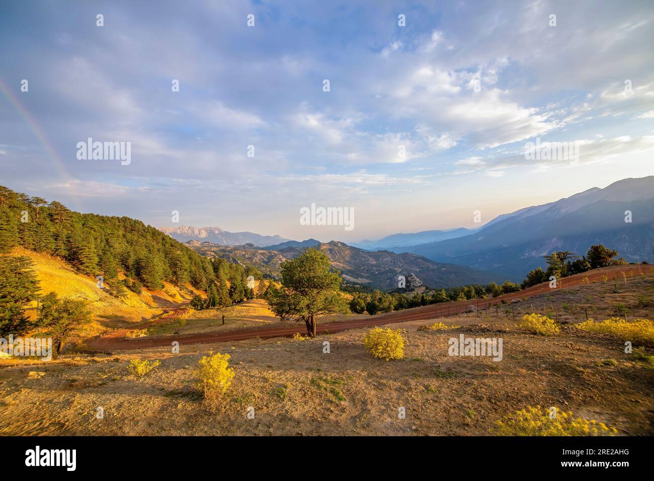 Antalya high plateau mountain view. Pathway road Stock Photo - Alamy
