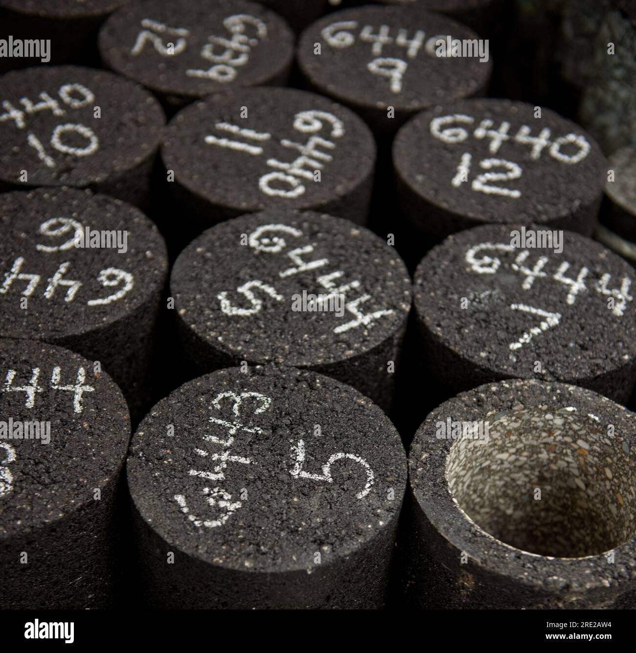 Asphalt samples taken from around the country are ready to be examined ...