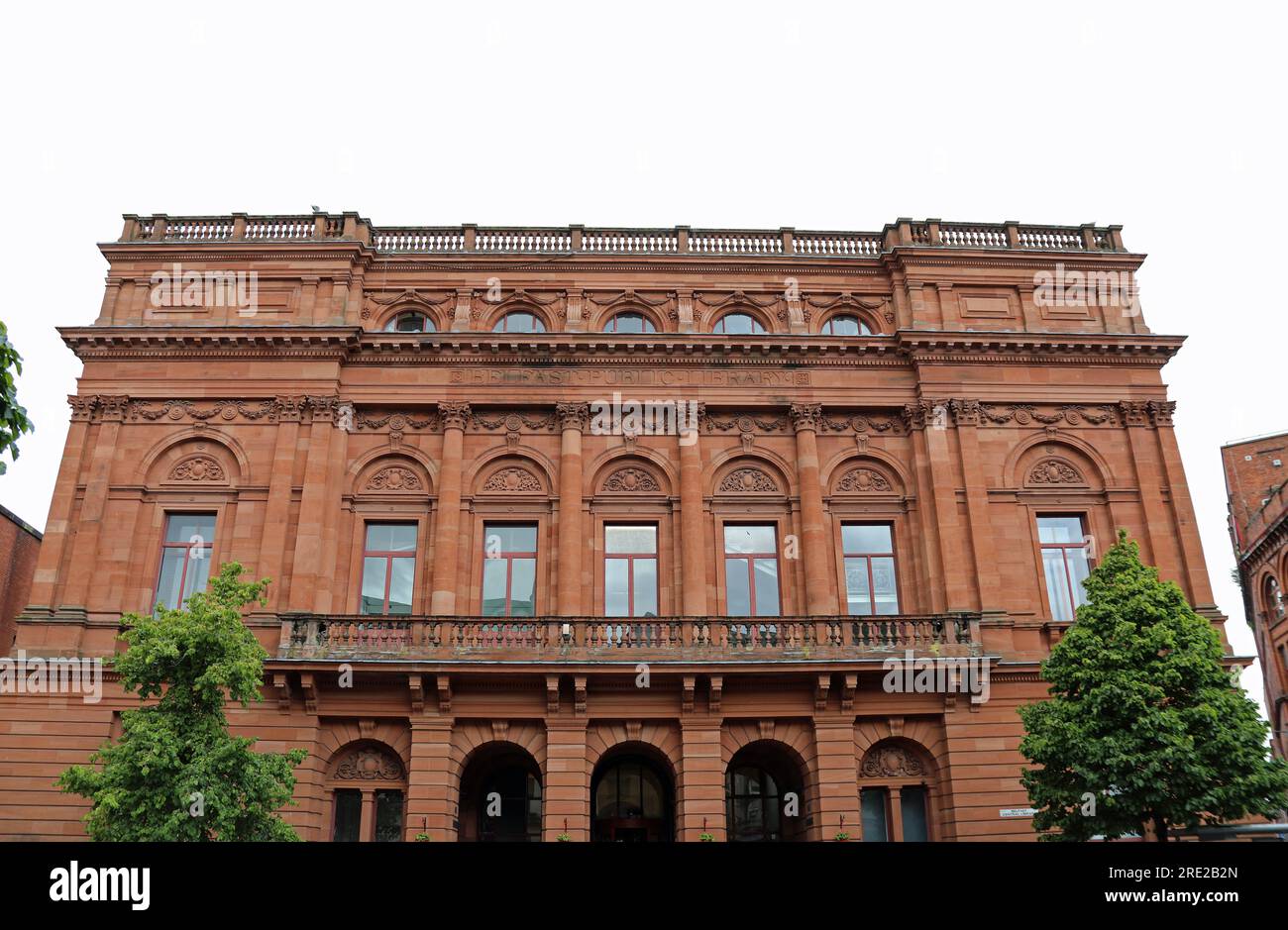 Red sandstone facade of Belfast Central Library Stock Photo - Alamy