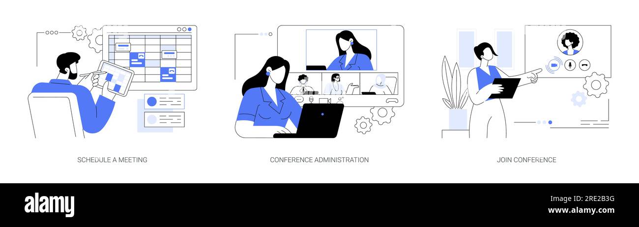 Online meeting management abstract concept vector illustrations Stock ...