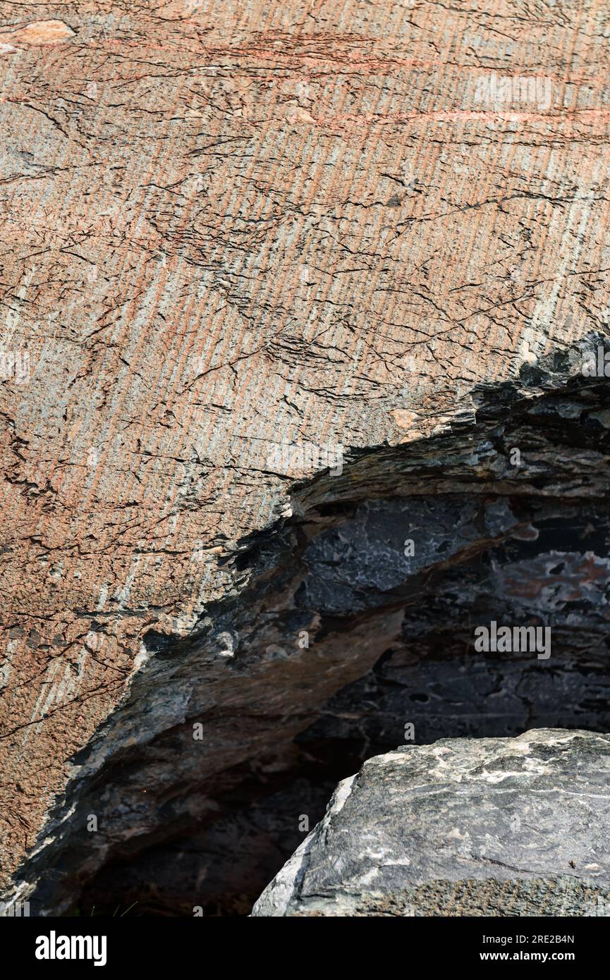 Crack in Rock With Mining Striations - from historic mining operation ...