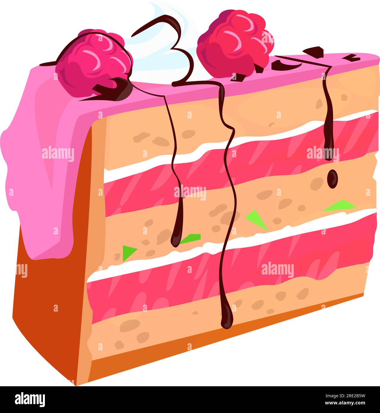 Piece of homemade raspberry cake vector illustration Stock Vector Image ...
