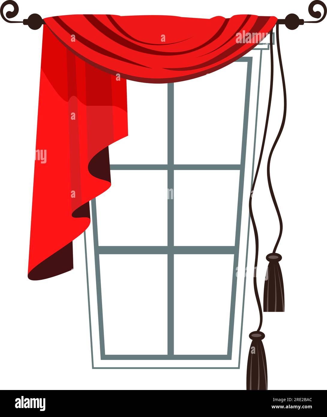 Red curtain and window illustration Stock Vector Image & Art - Alamy