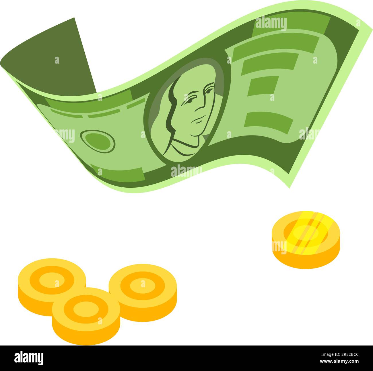 Dollar bill and coins vector Stock Vector Image & Art - Alamy