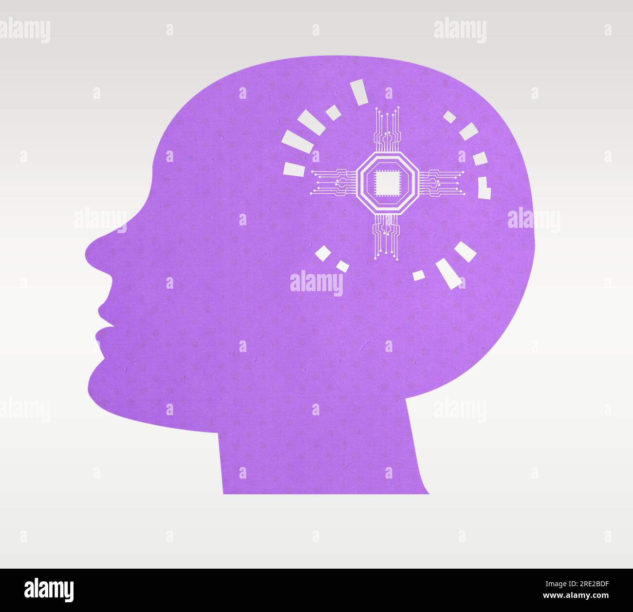 Silhouette of a human head with a chip, concept of artificial ...
