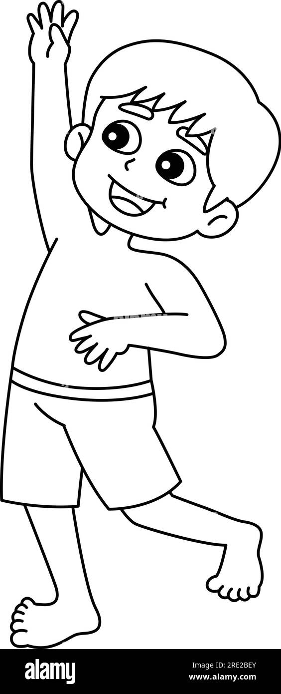 Boy Playing Isolated Coloring Page for Kids Stock Vector Image & Art ...