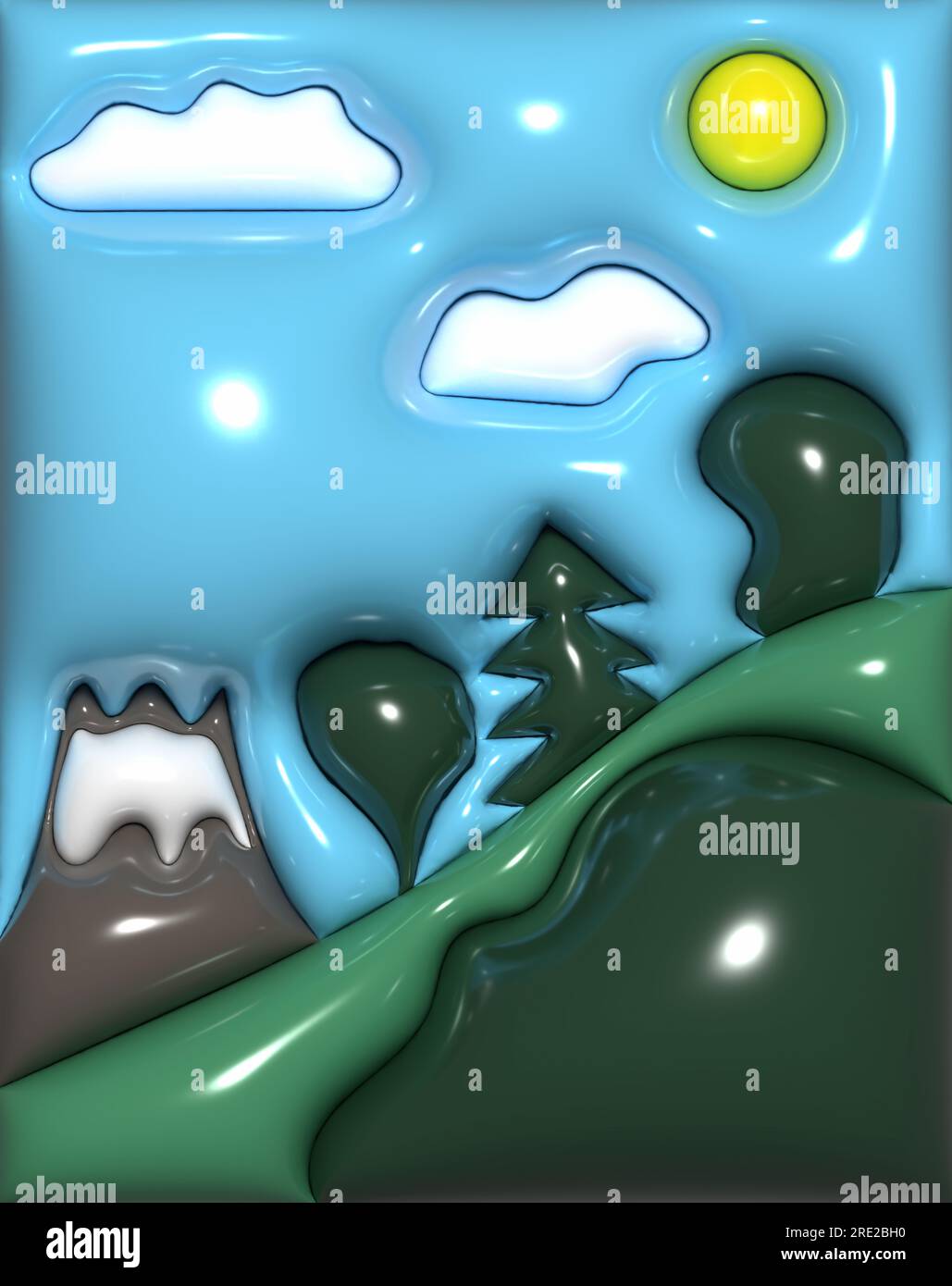 Abstract background with landscape, 3D rendering illustration Stock ...