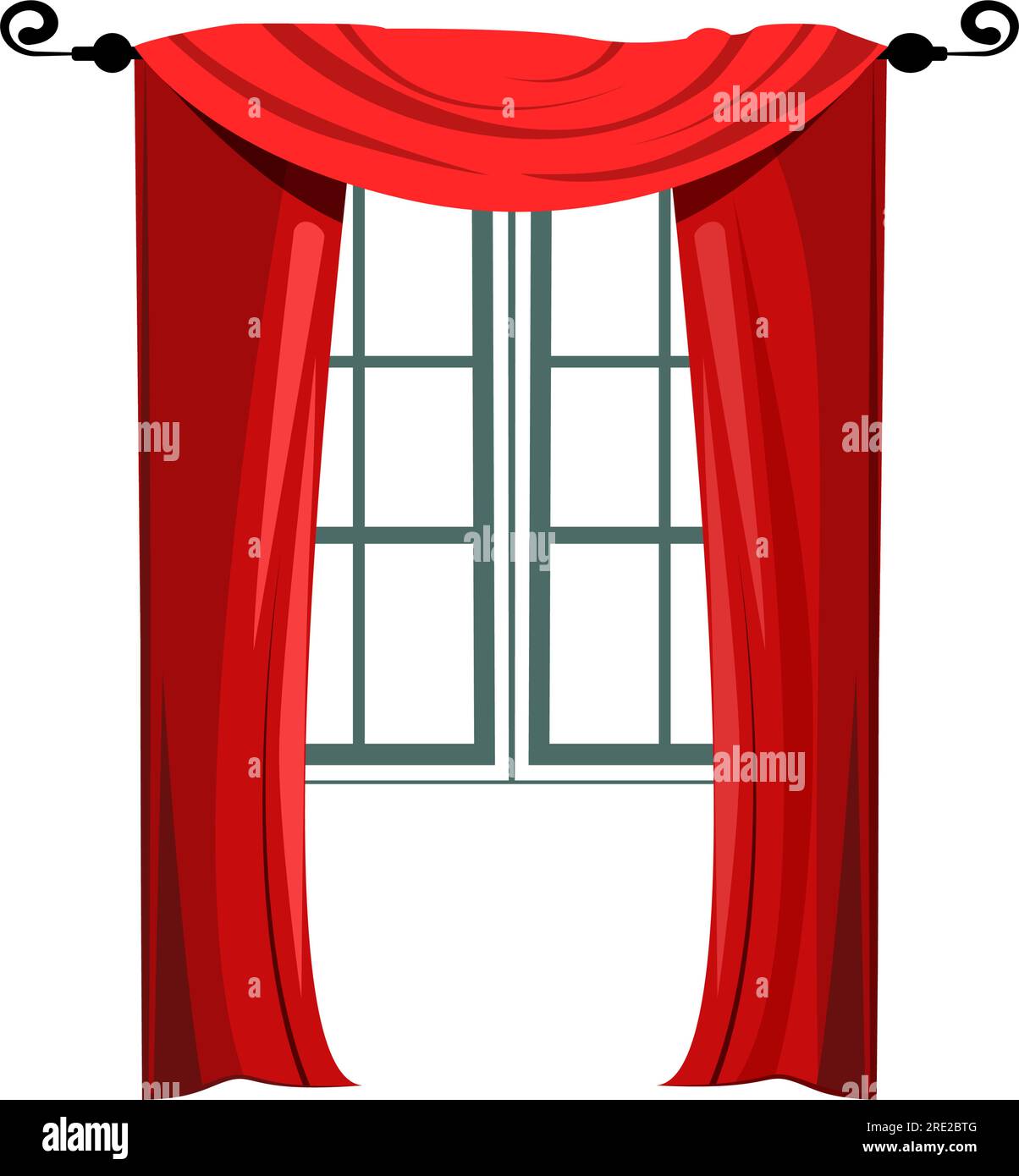 Curtains and window illustration Stock Vector Image & Art - Alamy