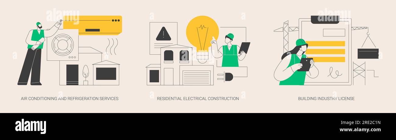 Builder contractor services abstract concept vector illustrations Stock ...