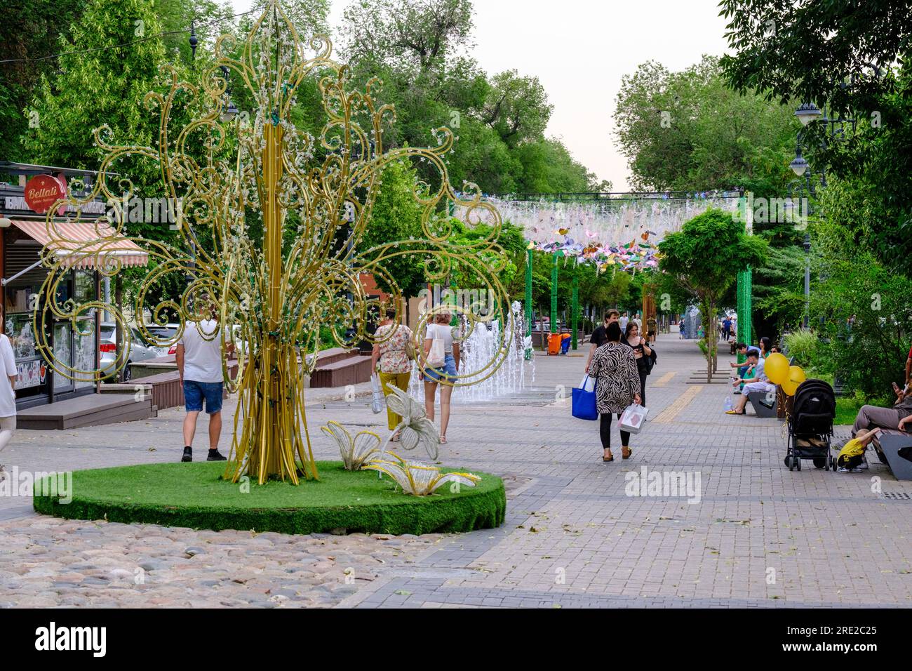 Kazakhstan, Almaty.People on the Panfilov Promenade, a Pedestrian ...
