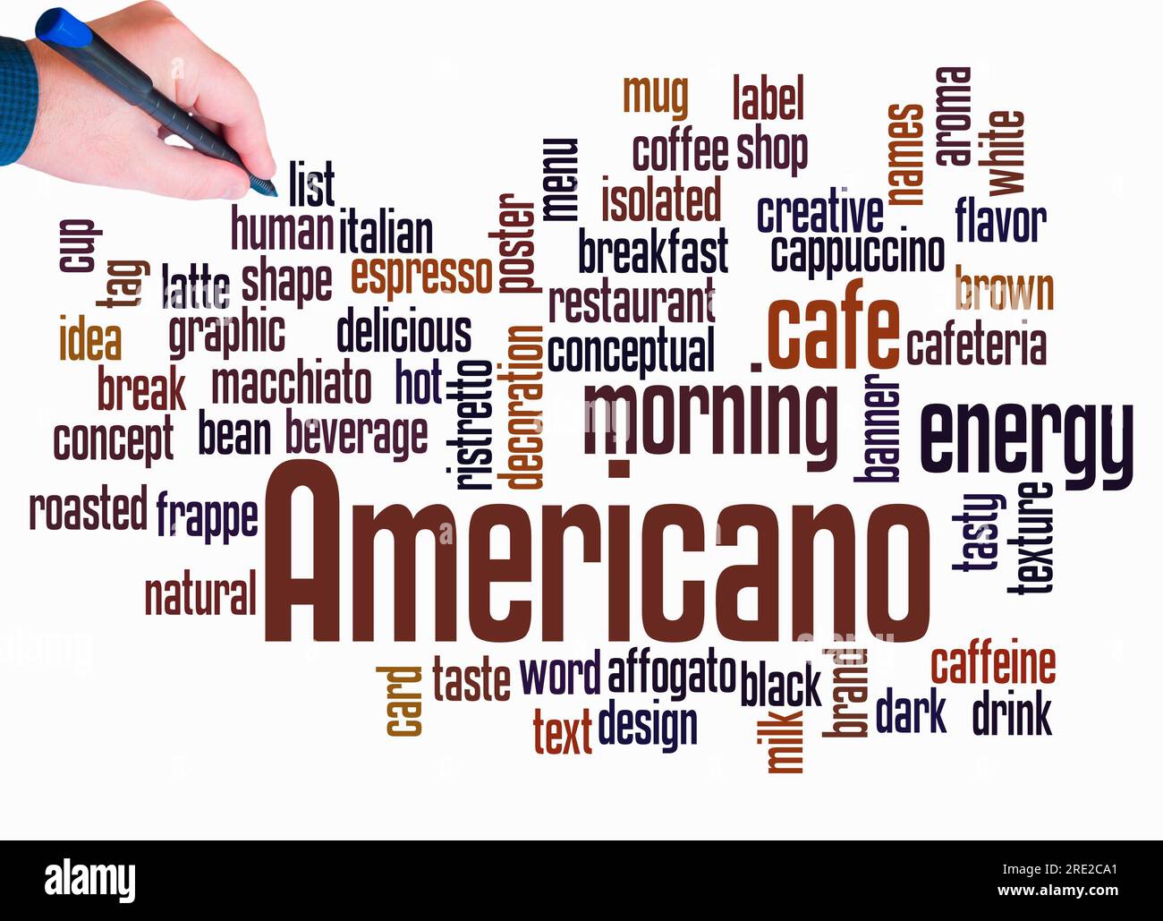Word Cloud with AMERICANO concept create with text only Stock Photo - Alamy