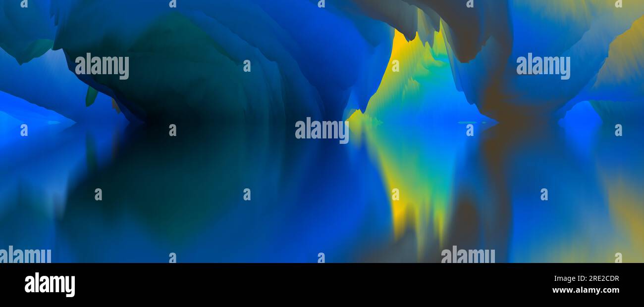 Magical world. Abstract Landscape, surreal lake and reflections. art ...