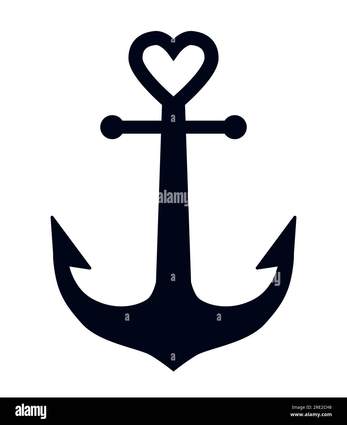 Simple ship anchor with heart symbol boat anchor vector illustration ...
