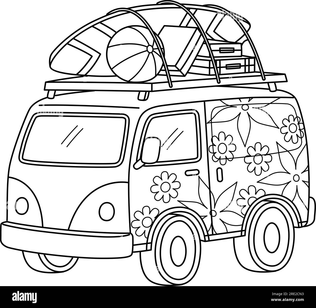 Summer Van Isolated Coloring Page for Kids Stock Vector Image & Art - Alamy
