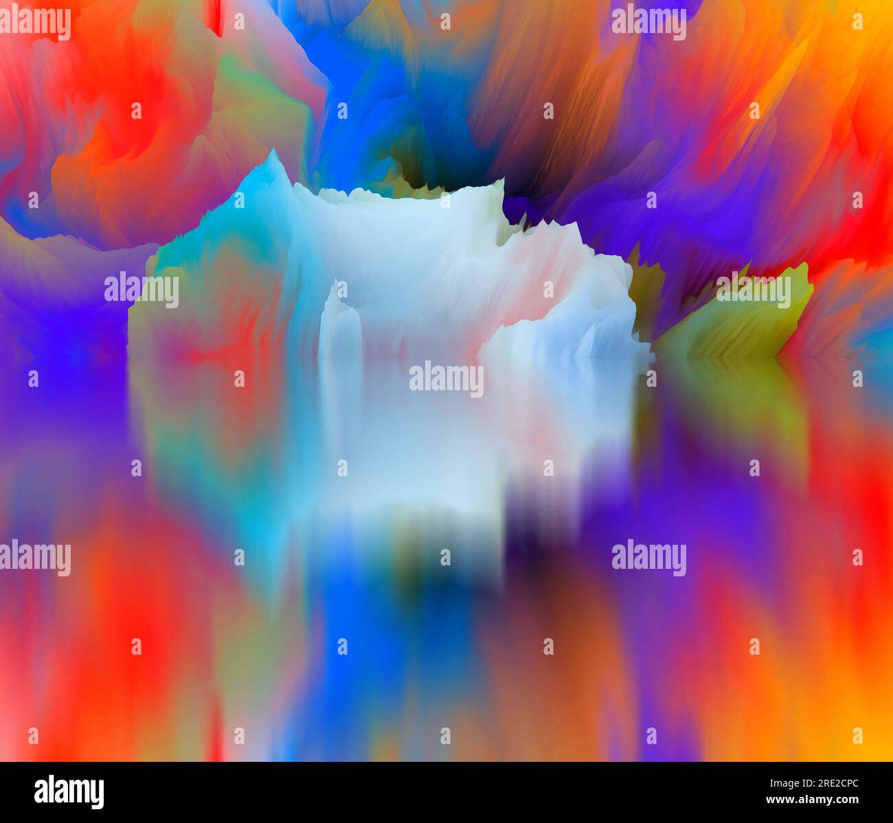 Magical world. Abstract Landscape, surreal lake and reflections. art ...